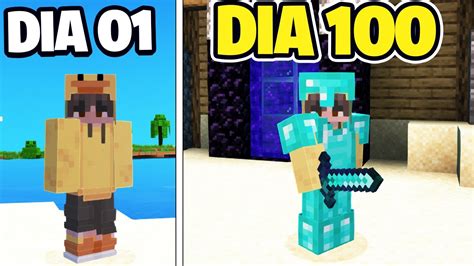 Passei 100 Dias No Minecraft Survival Youtube