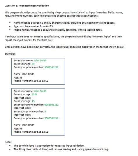 Solved Question 1 Repeated Input Validation This Program