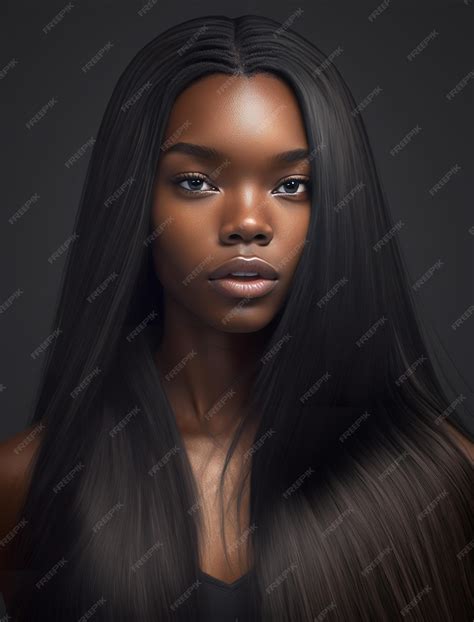 Premium Photo A Woman With Long Hair And A Black Background
