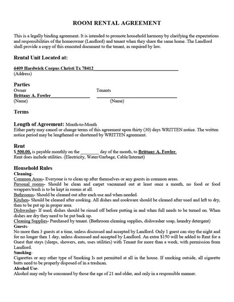 Rental Agreement Format Pdf Pdf Template