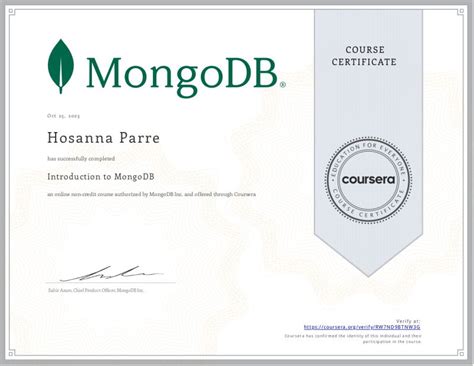hosanna parre on linkedin mongodb coursera learningjourney