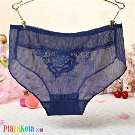 P Jual Celana Dalam Panties Hipster Biru Transparan Bordir Bunga PlazaKota