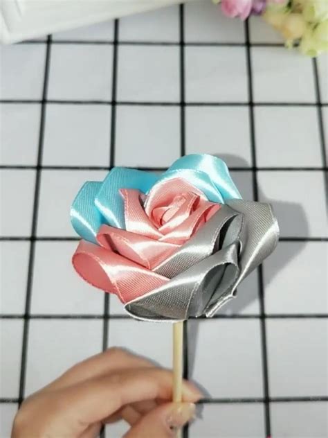 Diy Flowers Satin Ribbon Rose Rolled Ribbon Roses Tutorial Artofit
