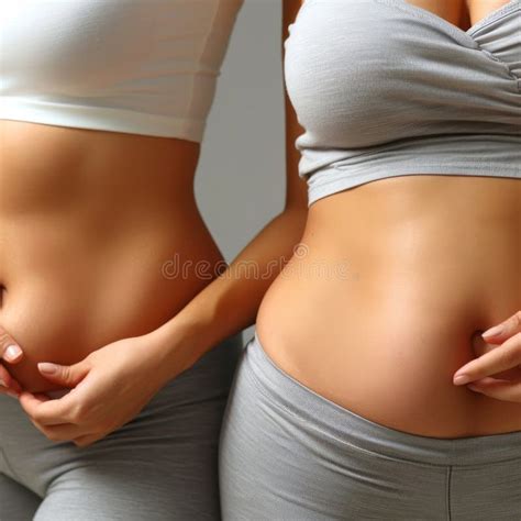Two Women Of Different Sizes Standing Side By Side Holding Their