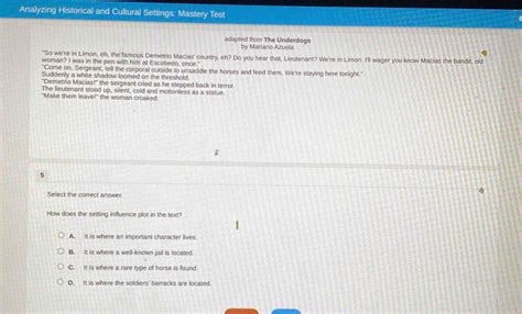 Solved Analyzing Historical And Cultural Settings Mastery Test