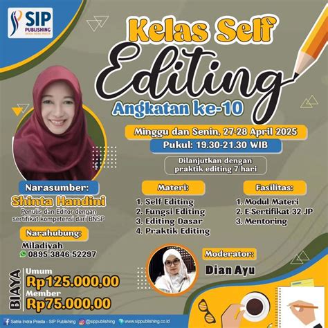 Kelas Menulis Self Editing Bersama Kak Shinta Handini SIP Publishing
