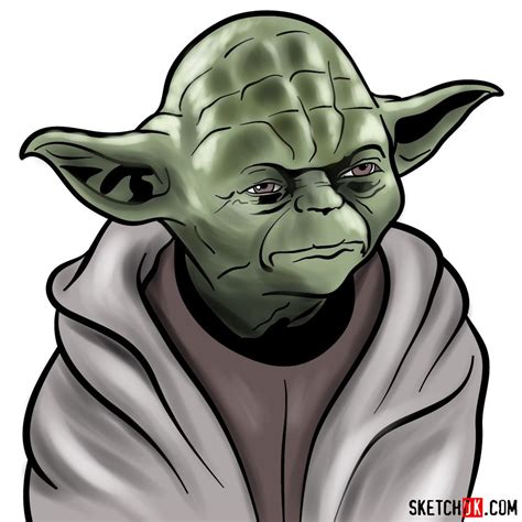 How To Draw Yodas Face From Star Wars Sketchok