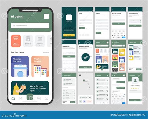 Mobile App Ui Kit With Different Gui Layout Including Log In Sign Up