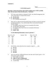 Econ 2020 Exam 2 VERSION 1 Name ECON 2020 Exam 2 Directions Read