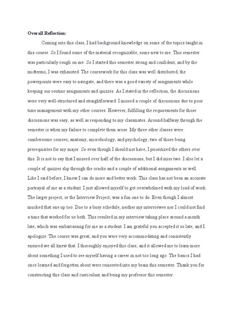 Overall Reflection Pdf