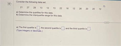 Solved Consider The Following Data Set A Determine The Chegg