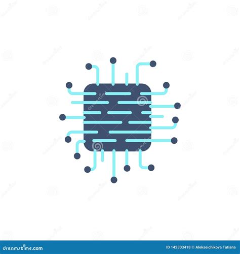 Microchip Line Icon Stock Vector Illustration Of Electronic 142303418