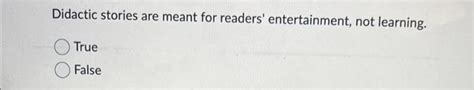 Didactic Stories Are Meant For Readers