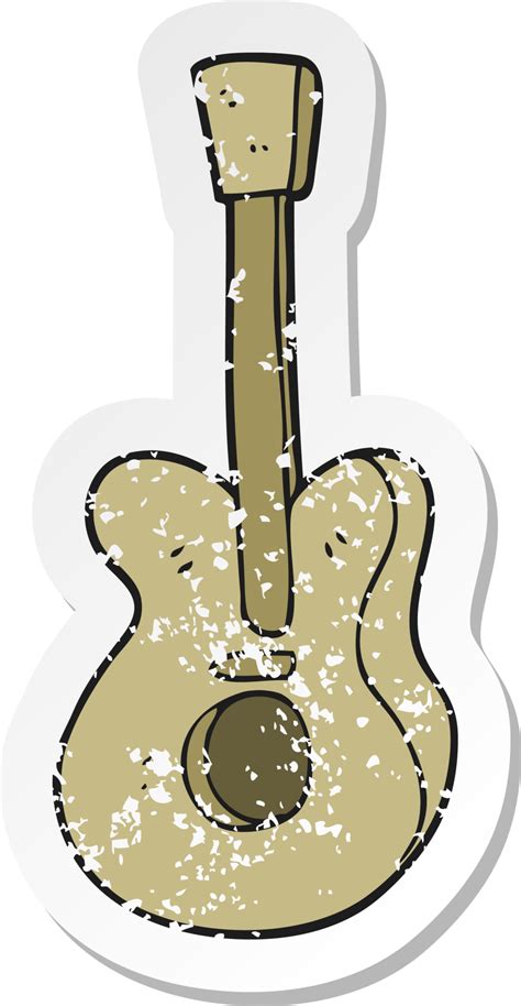 Retro Distressed Sticker Of A Cartoon Guitar 45106637 Png