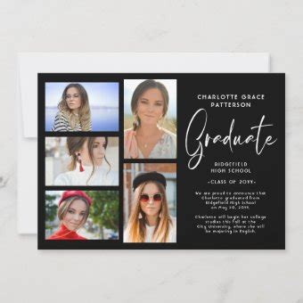 Elegant Script Multi Photo Graduation Announcement Zazzle