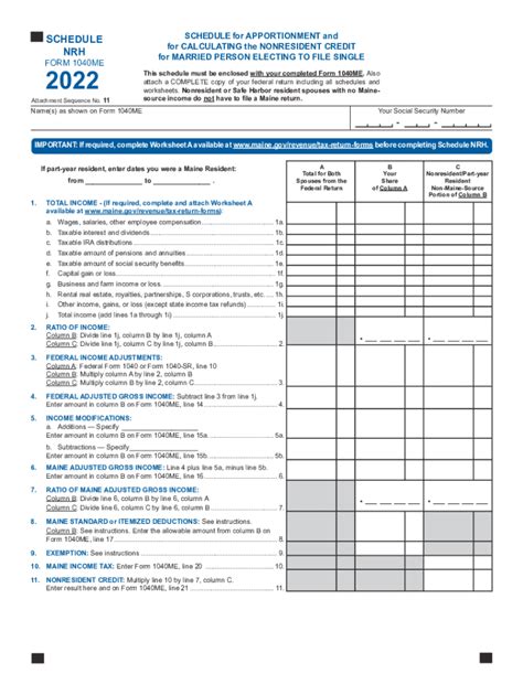Fillable Online Pa Schedule Nrh Compensation Apportionment Form