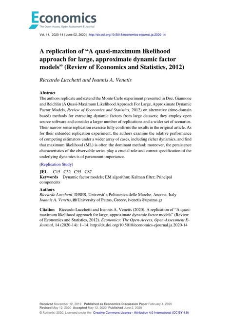 Pdf A Replication Of “a Quasi Maximum Likelihood Approach For Large