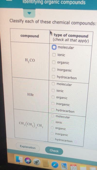 Solved Identifying Organic Compounds Classify Each Of The Chegg