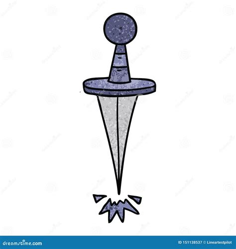 A Creative Textured Cartoon Doodle Of A Small Dagger Stock Vector