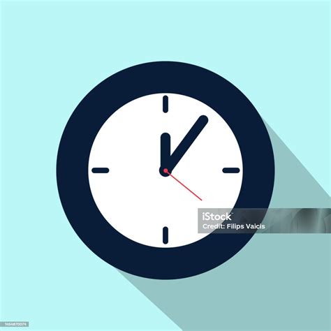 Clock Icon Vector Illustration Flat Design With Long Shadow Twelve
