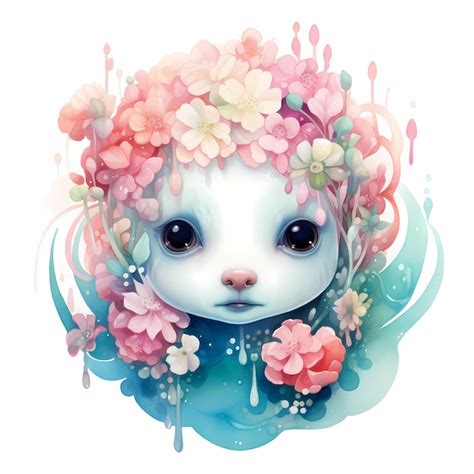 Premium Ai Image A Seal With A Flower Wreath Around Its Head