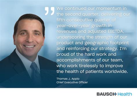 Ceo Thomas J Appio Remarks On Our Second Quarter Financial Results Read The Full Press