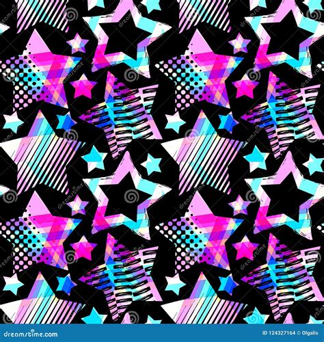 Abstract Stars Seamless Rough Grunge Pattern Modern Design Temp Stock Illustration