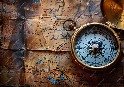 Premium Photo A Compass Sits On A Map Of The World
