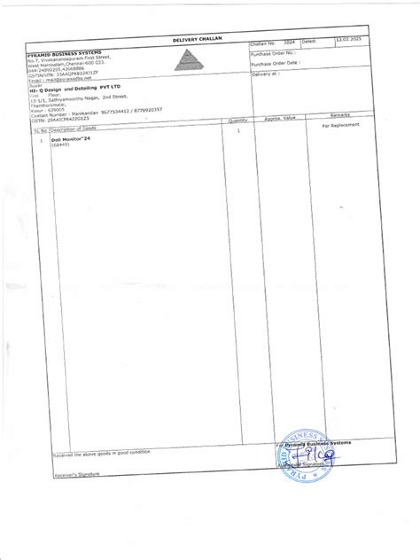 Monitor Replacement Challan 0001 Pdf