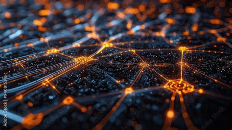 a detailed close up of a machine learning algorithm visualized as a web