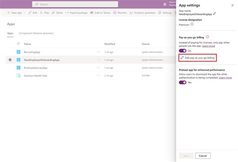 设置即用即付计划 power platform microsoft learn