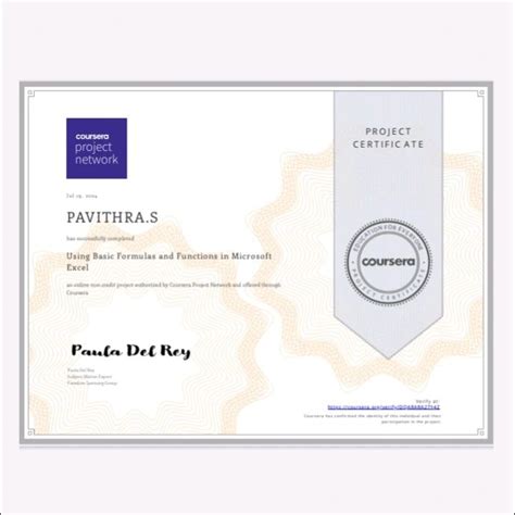 Pavithra Saravanan On Linkedin Coursera Microsoftexcel