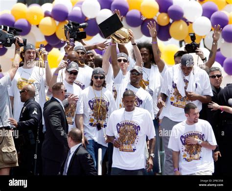 The Los Angeles Lakers Celebrate During Their Nba Championship Victory