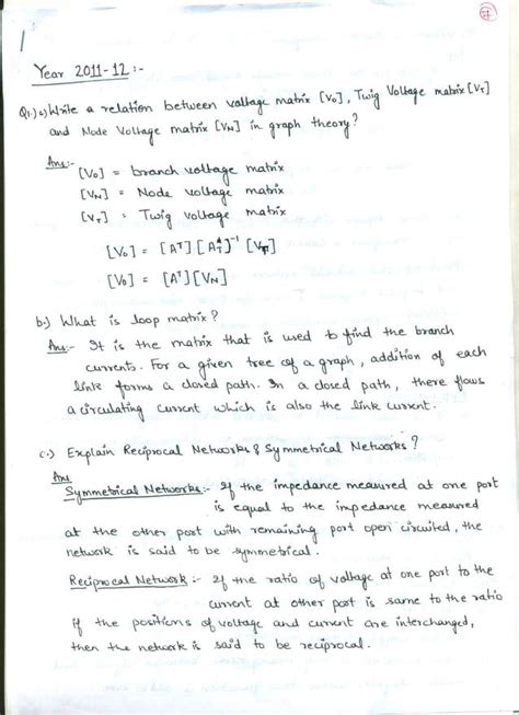 Network Analysis And Synthesis Question And Answer
