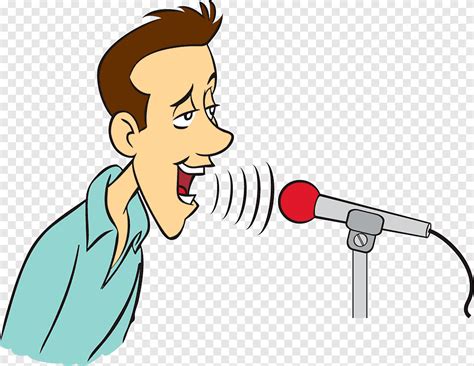A Man Who Speaks To A Microphone Sing Cartoon Png Pngegg