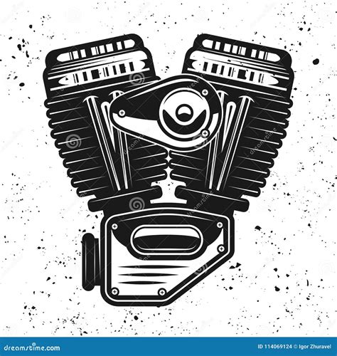 Motorcycle Engine, V-twin Motor Vector Object | CartoonDealer.com ...