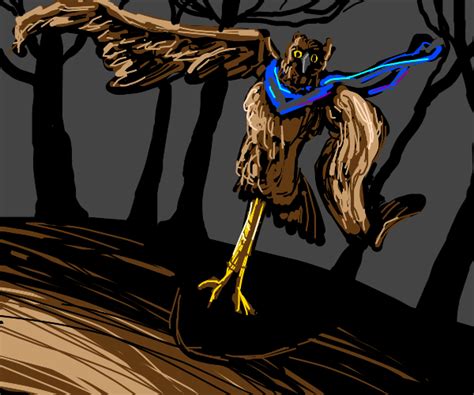 A Humanoid Owl With A Cute Scarf Drawception