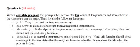 solved question 4 40 marks write a complete program that