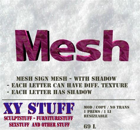 Second Life Marketplace Mesh Sign Mesh Textured Full Modify