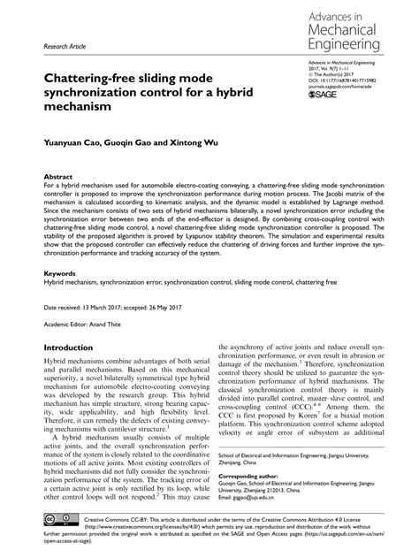 Pdf Chattering Free Sliding Mode Synchronization Control For A Hybrid