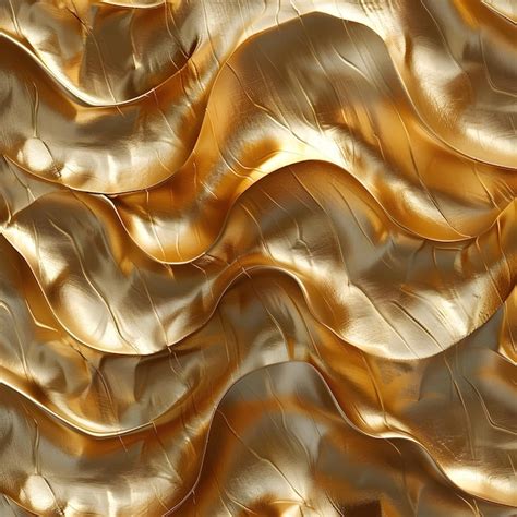 Abstract Golden Waves And Swirls With A Liquid Metallic Texture Creating A Luxurious And Fluid