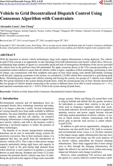 Vehicle To Grid Decentralized Dispatch Control Using Consensus Algorithm With Constraints