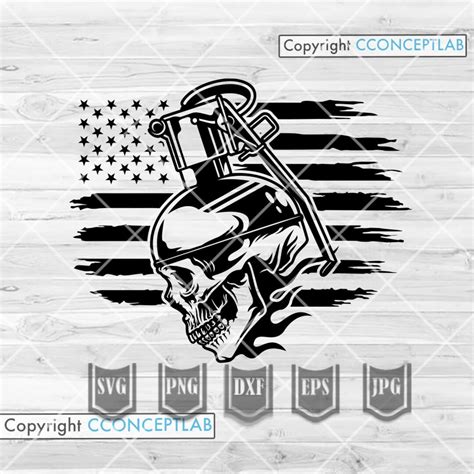 Us Skull Hand Grenade Svg Bomb Clipart Skeleton Head Weapon Stencil