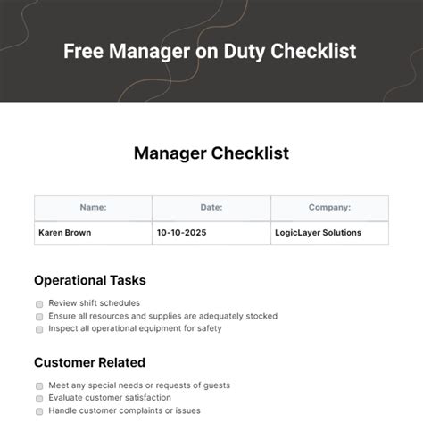 Free Manager Checklist Edit Online And Download