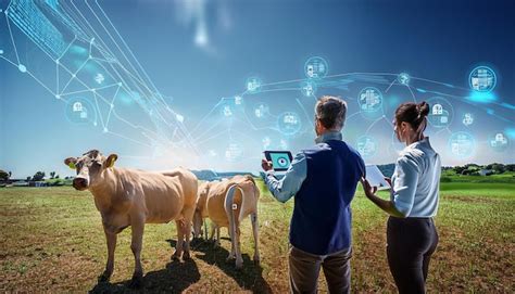 A Hightech Cattle Monitoring System In Use At A Modern Farm Showing
