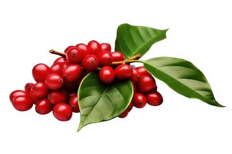 Premium Photo A Branch Of Red Coffee Beans With Green Leaves