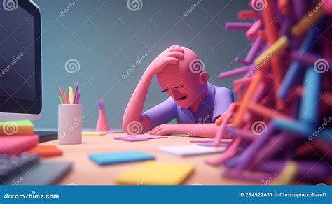 Employee At Work Burnout And Depression Concept Generative Ai Ai Generated Stock Image
