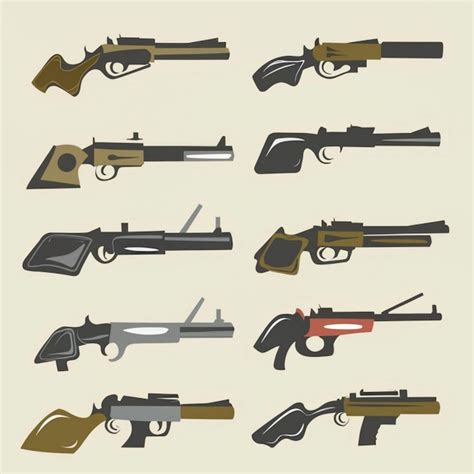 Different Type Of Gun Illustration Set Premium Ai Generated Vector