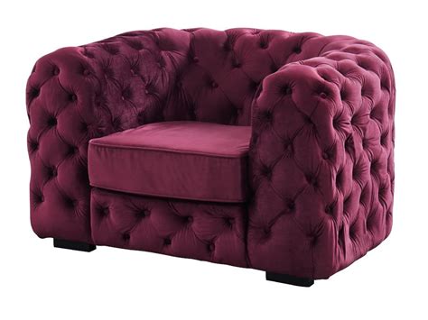 Canapé 3 1 places chesterfield Velours pourpre STANLEY