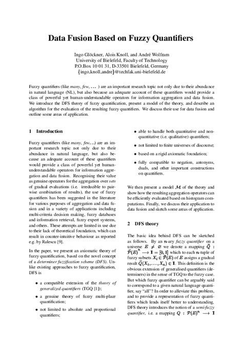 Pdf Data Fusion Based On Fuzzy Quantifiers